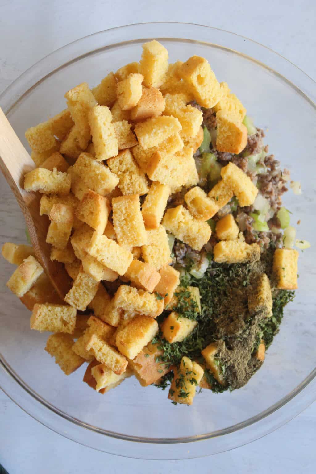 Vegetarian Savory Gluten Free Stuffing Recipe with Sausage - Zest for ...